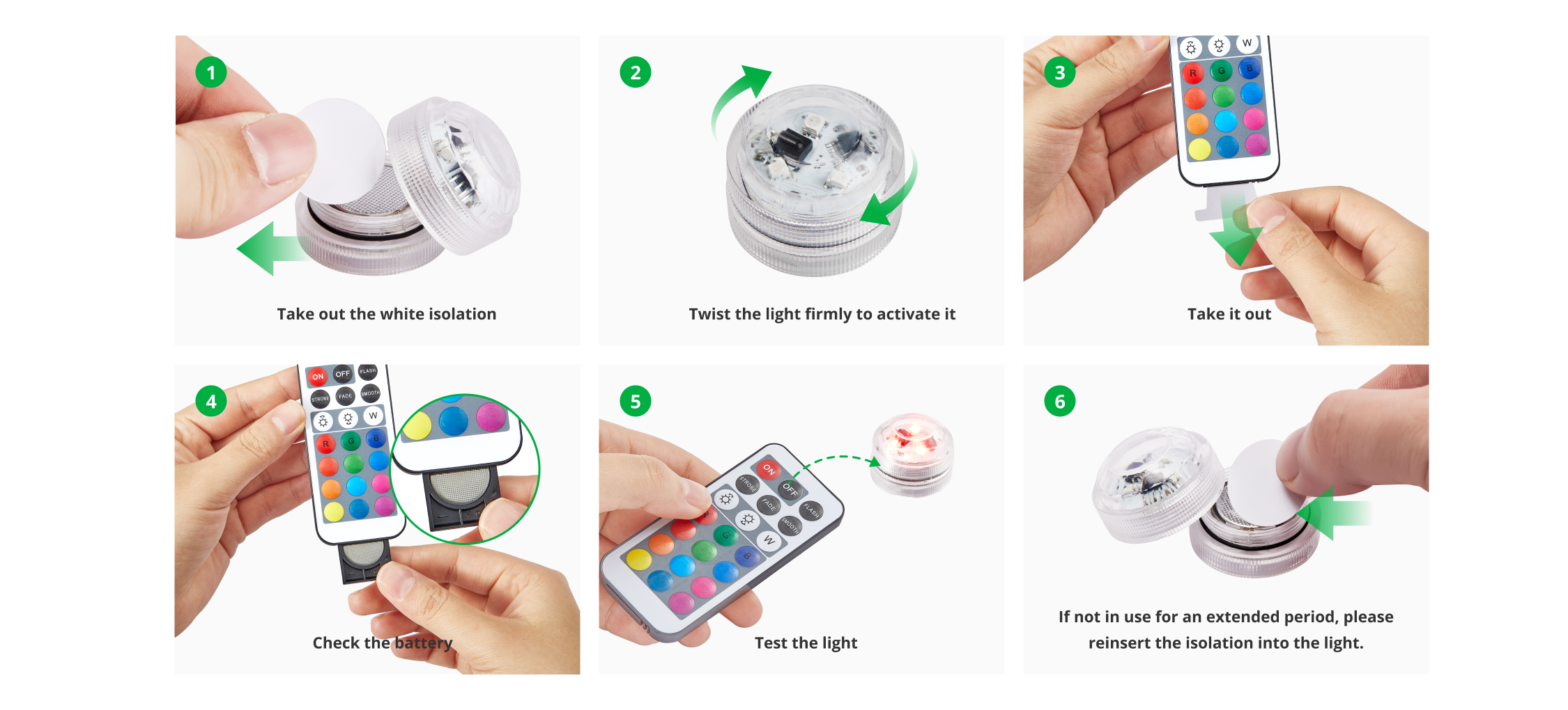 Mini Waterproof RGB LED Tea Lights with Remote Control (6pcs) | Bambu ...