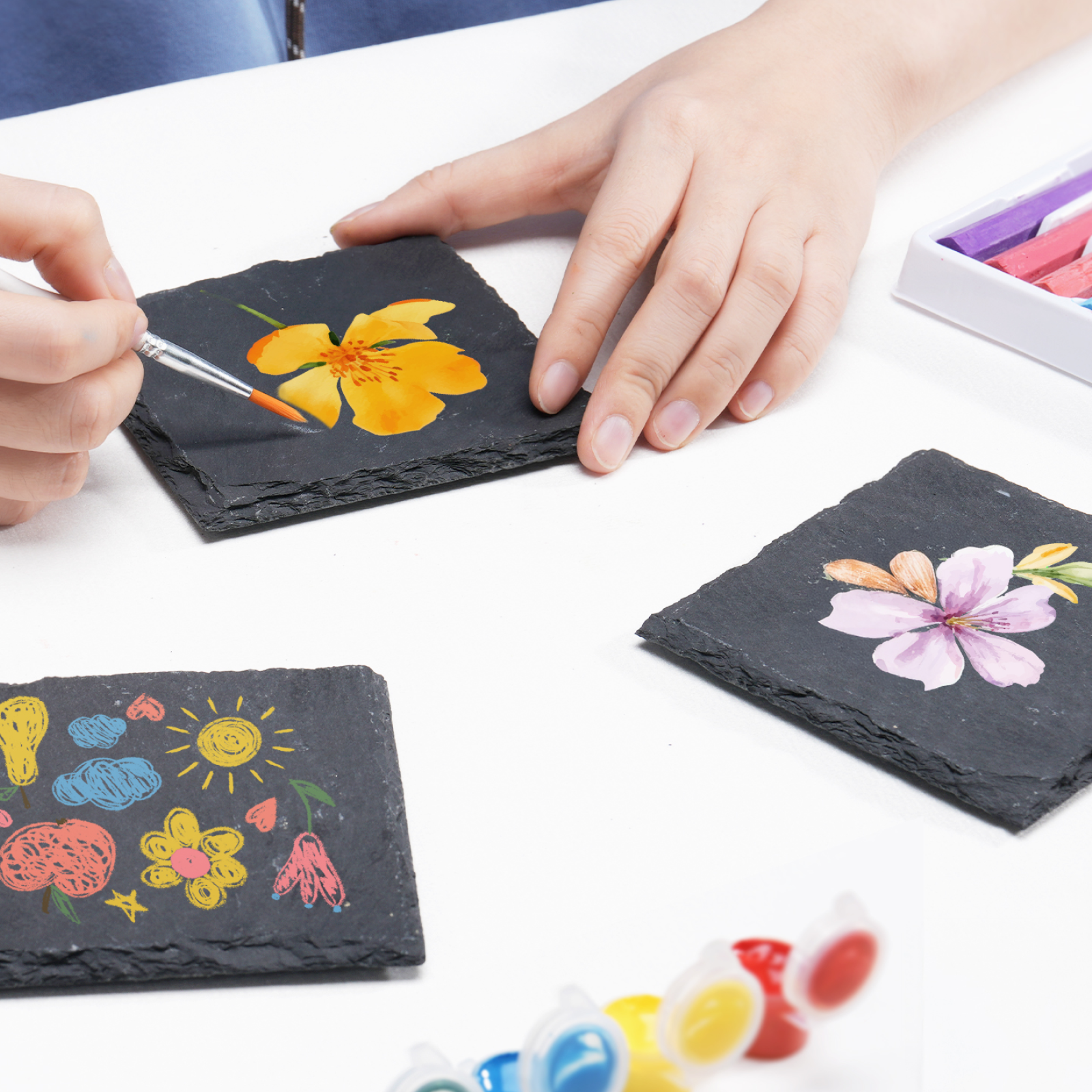 Black Square Stone Slate Coasters (4pcs) | Bambu Lab EU Store